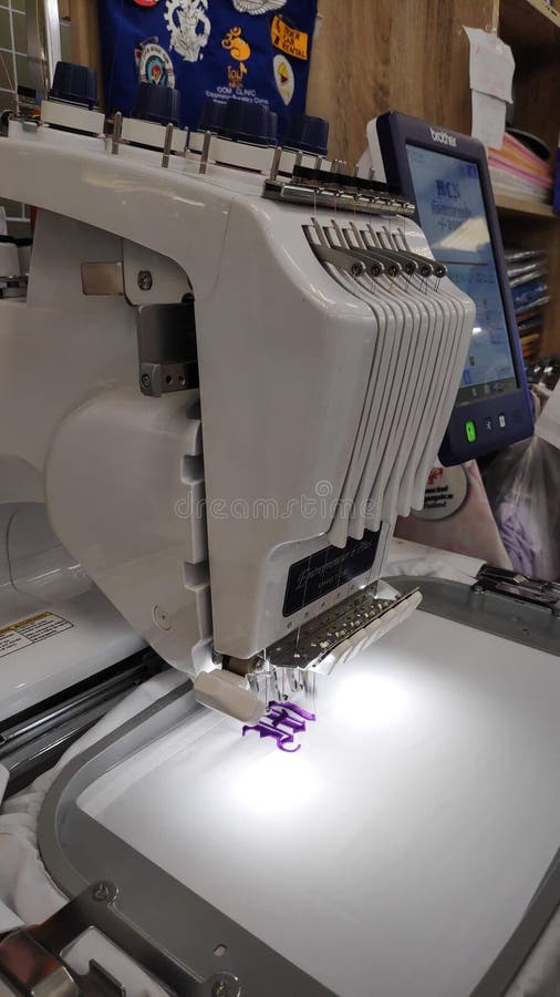 Computerized Embroidery Machine Sewing Machine while Operating Textile ...