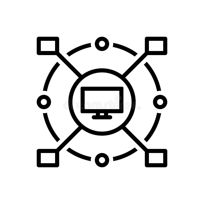 Black Line Icon for Computerized, Cyber and Monitor Stock Vector ...