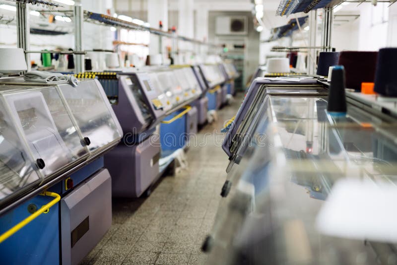 Computerized Knitting Machines Stock Photo - Image of fiber ...
