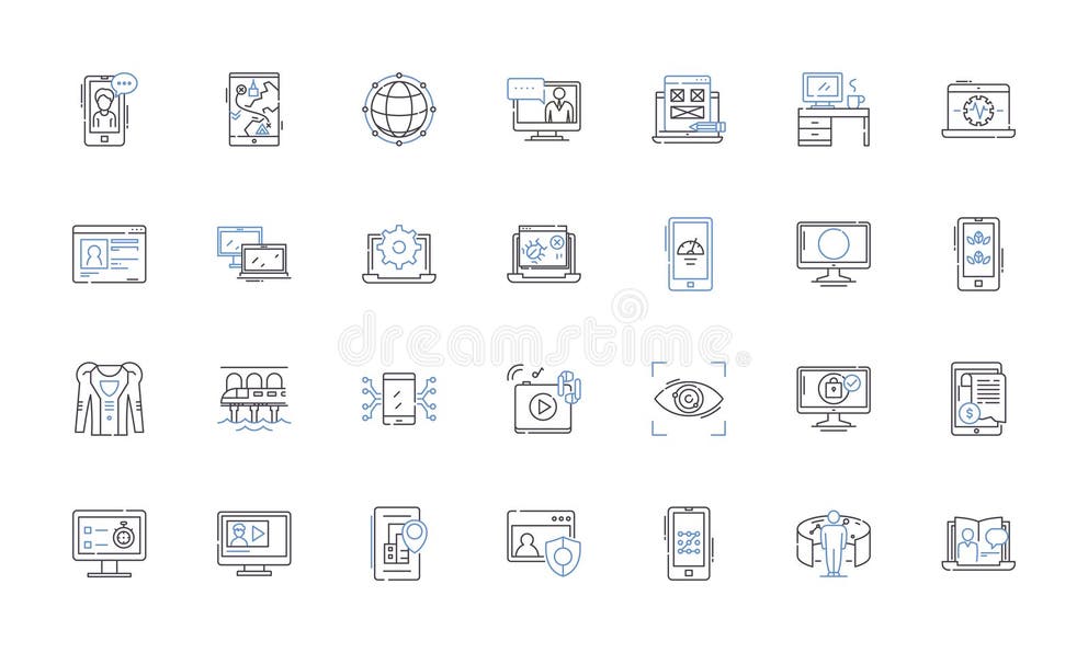 Computerized Line Icons Collection. Automated, Digital, Electronic ...
