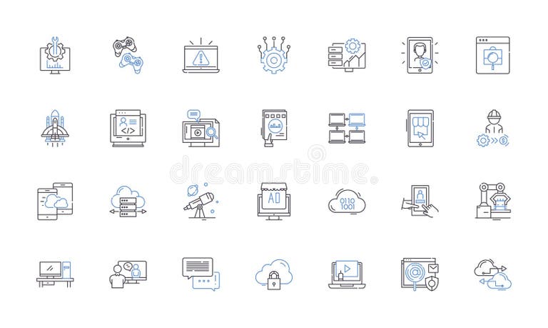 Computerized Supple Line Icons Collection. Automation, Inventory, Optimization, Technology ...