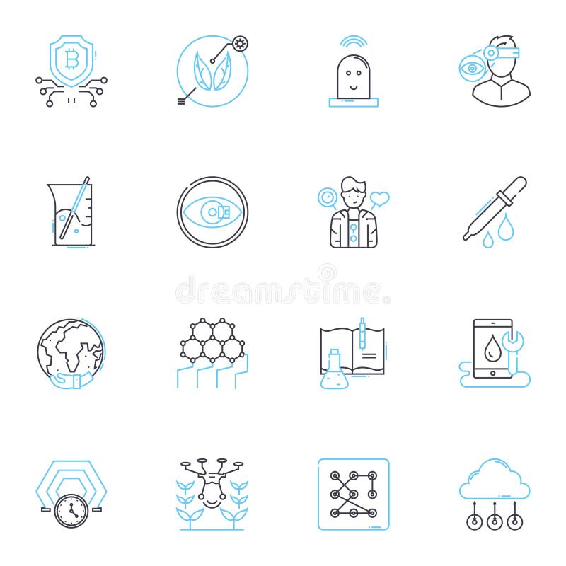 Computerized Systems Linear Icons Set Automation Artificial Intelligence Integration