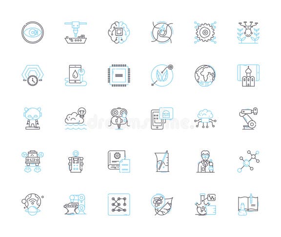 Computerized Systems Linear Icons Set. Automation, Artificial Intelligence, Integration ...