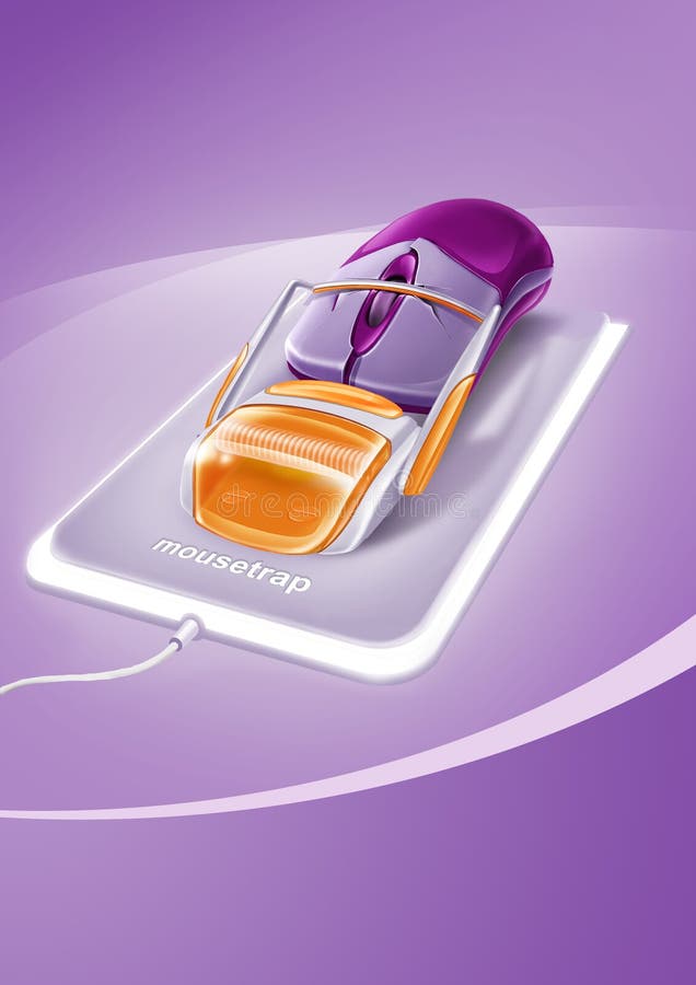 Computermaus Gefangen in Einer Mausefalle Stock Abbildung ...