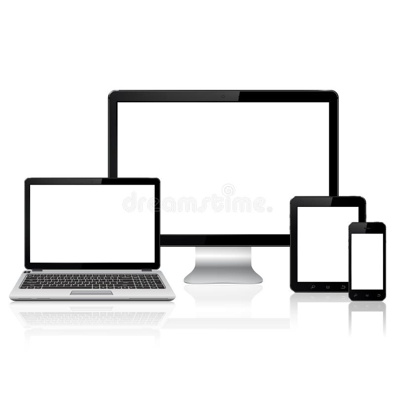 Computermonitor, Laptop, Tabletten-PC Und Handy Stock Abbildung ...