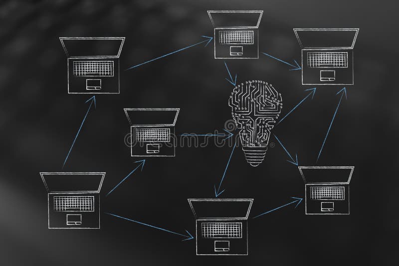 Computernetwerk Met Verbindingen in En Uit Elektronisch Ci Stock ...