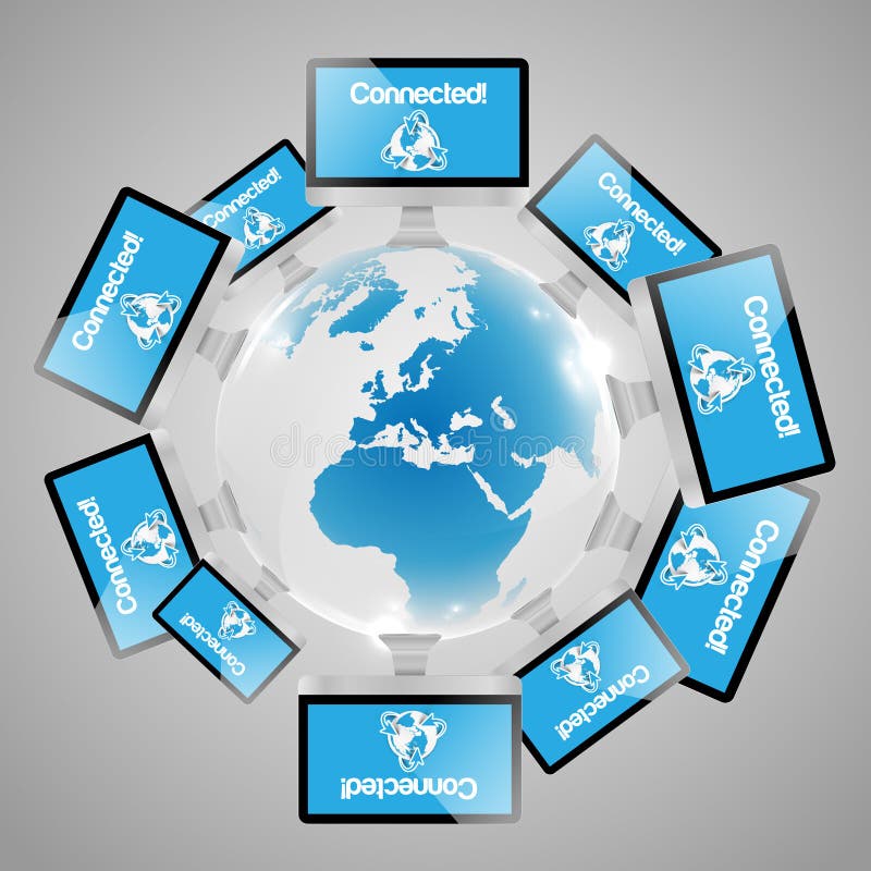 Computers around the World stock vector. Illustration of design - 189156507