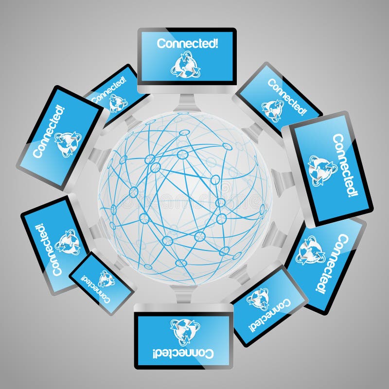 Computers around the World stock vector. Illustration of operator ...