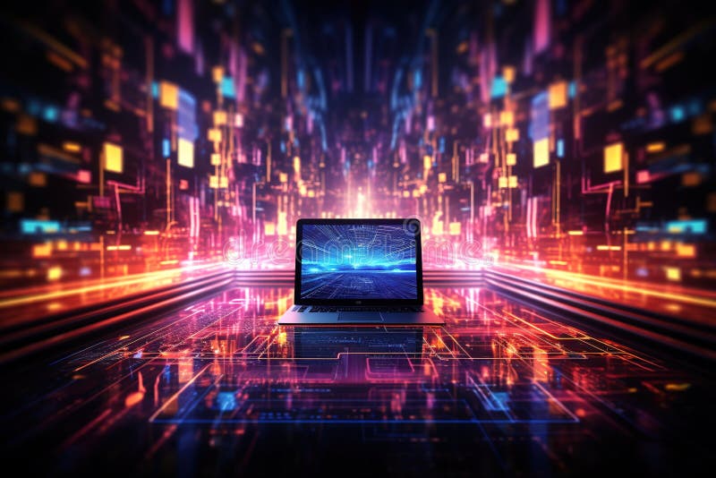 Computers and Artificial Intelligence in Abstract Technology, Generative Ai. Stock Illustration ...