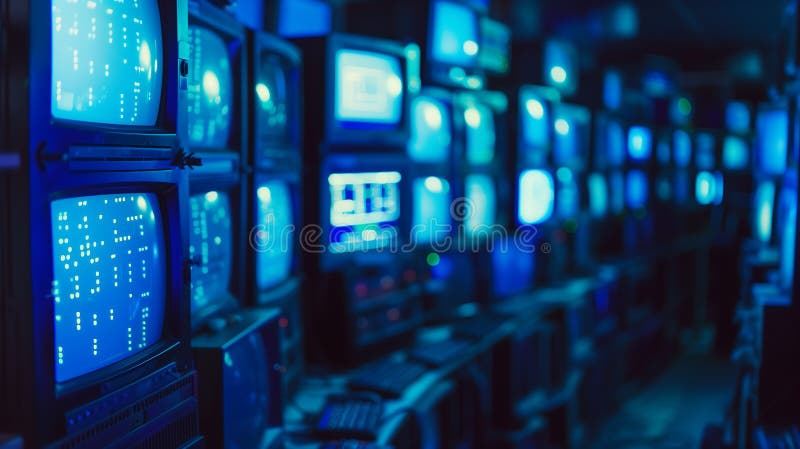 Computers Blue Screens All Over the World Stock Illustration ...