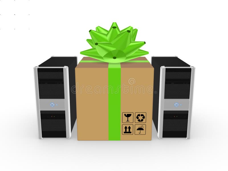 Computers and carton box. stock illustration. Illustration of ...
