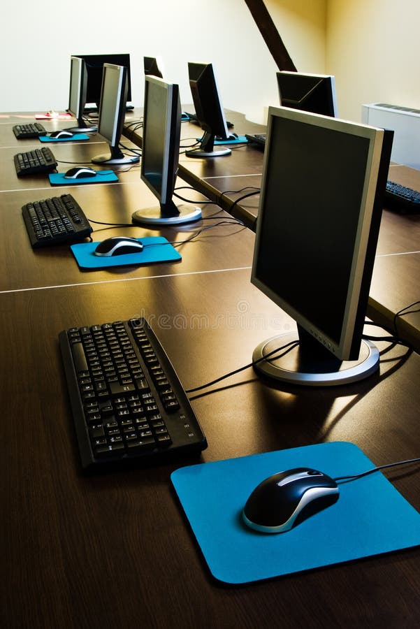 Computer Room for Pupils and Students in a School Computer Lab Stock ...