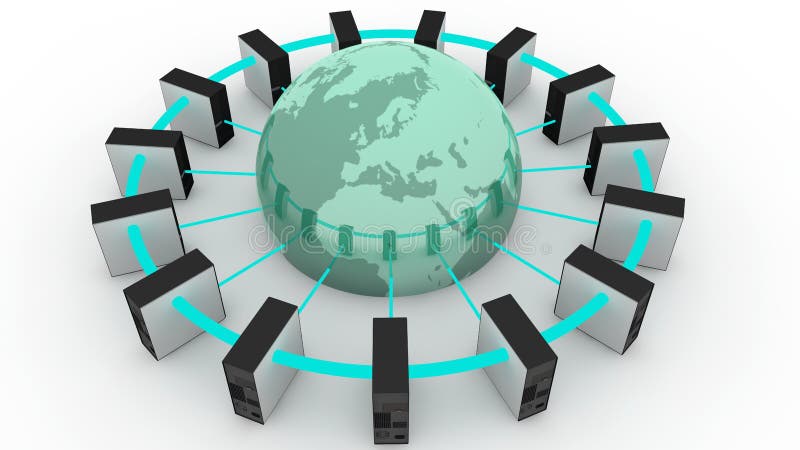 Computers Connected To the World Stock Illustration - Illustration of ...