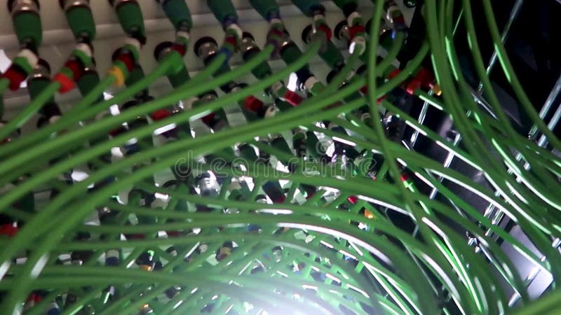 Server, Cables. Ð¡omputers, Data Center Many Cables, Moving Camera ...