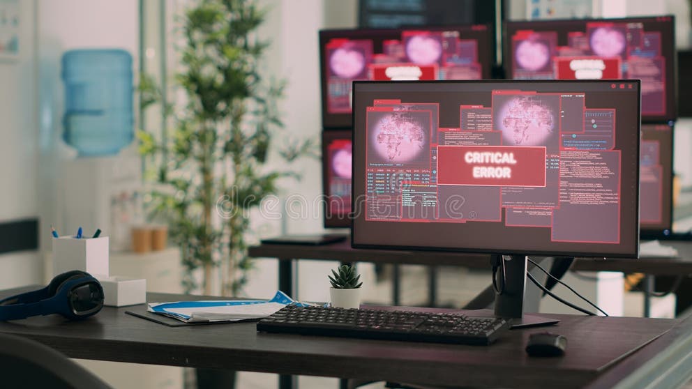 Computers Displaying Critical Error Message Flashing on Screen Stock Image - Image of error ...