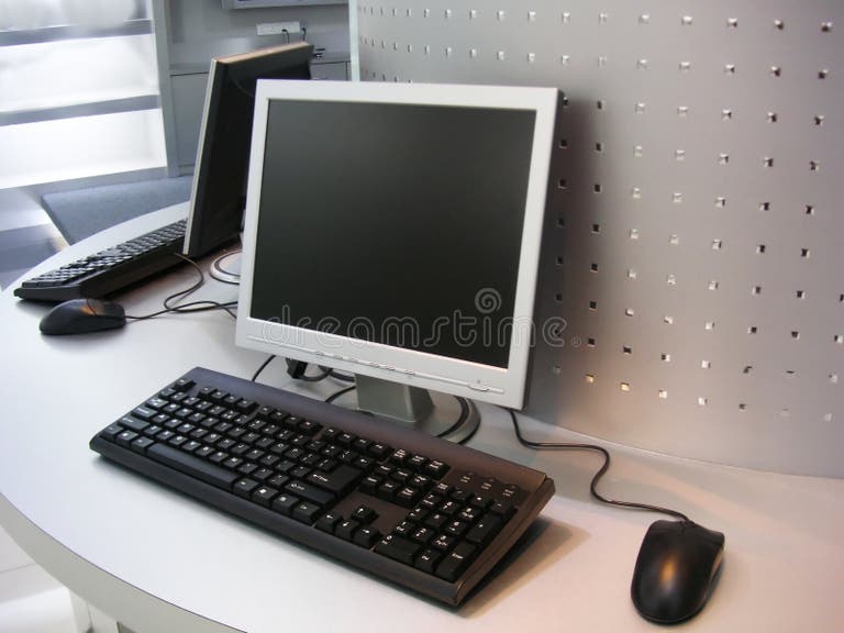 Computers with flat screen stock photo. Image of desktop - 104138