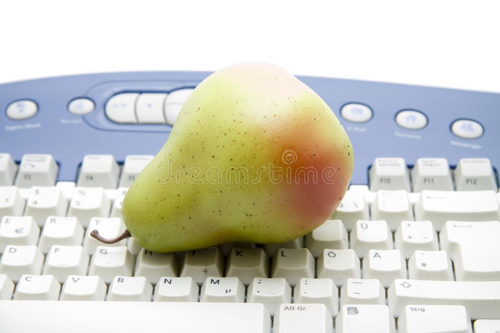 Computers Keyboard with Pear Stock Image - Image of pear, food: 17609595