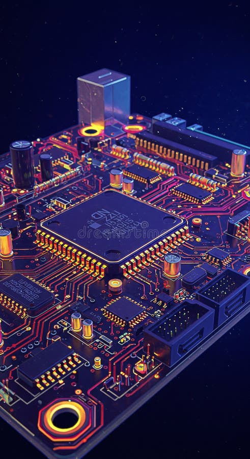 Computers Motherboard Portrait Vertical Abstract Colorful Background ...