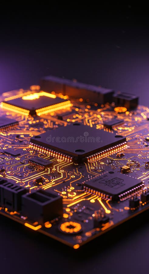 Computers Motherboard Portrait Vertical Abstract Colorful Background ...