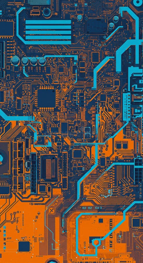 Computers Motherboard Portrait Vertical Abstract Colorful Background ...