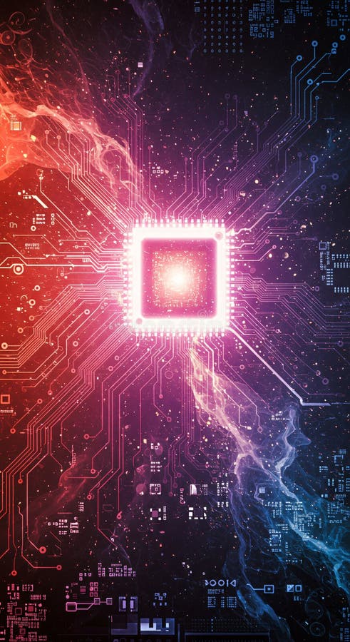 Computers Motherboard Portrait Vertical Abstract Colorful Background ...