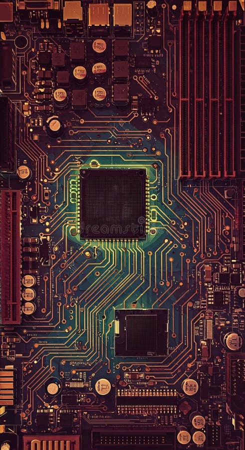 Computers Motherboard Portrait Vertical Abstract Colorful Background ...