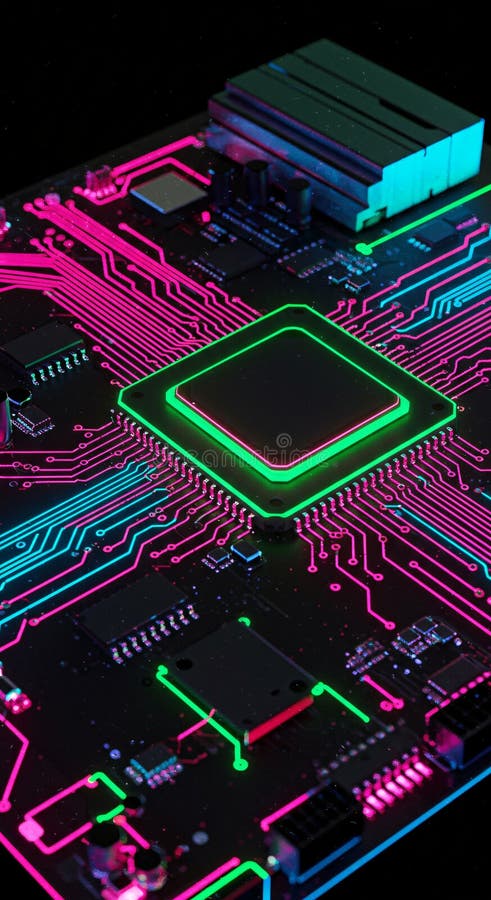 Computers Motherboard Portrait Vertical Abstract Colorful Background ...