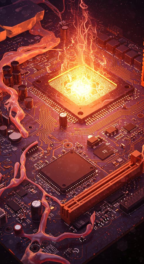 Computers Motherboard Portrait Vertical Abstract Colorful Background ...