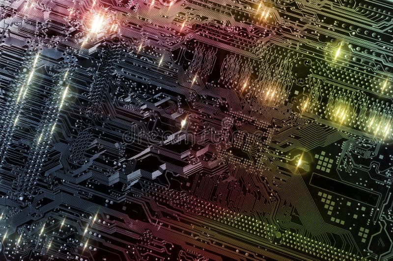 Computers Motherboard in Shades of Colors Stock Image - Image of ...