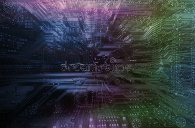 Computers Motherboard in Shades of Colors Stock Image - Image of ...