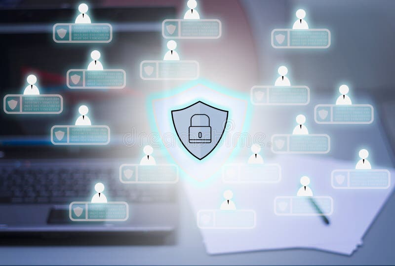 Computers and Notebook Background,with Icon of Cybersecurity Privacy ...