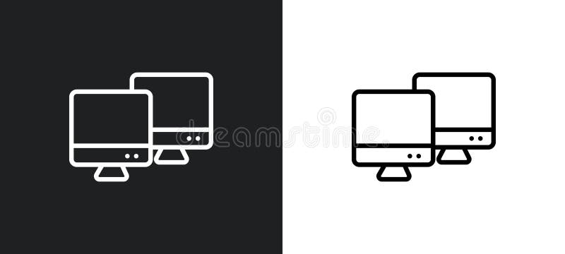Computers Outline Icon in White and Black Colors. Computers Flat Vector ...