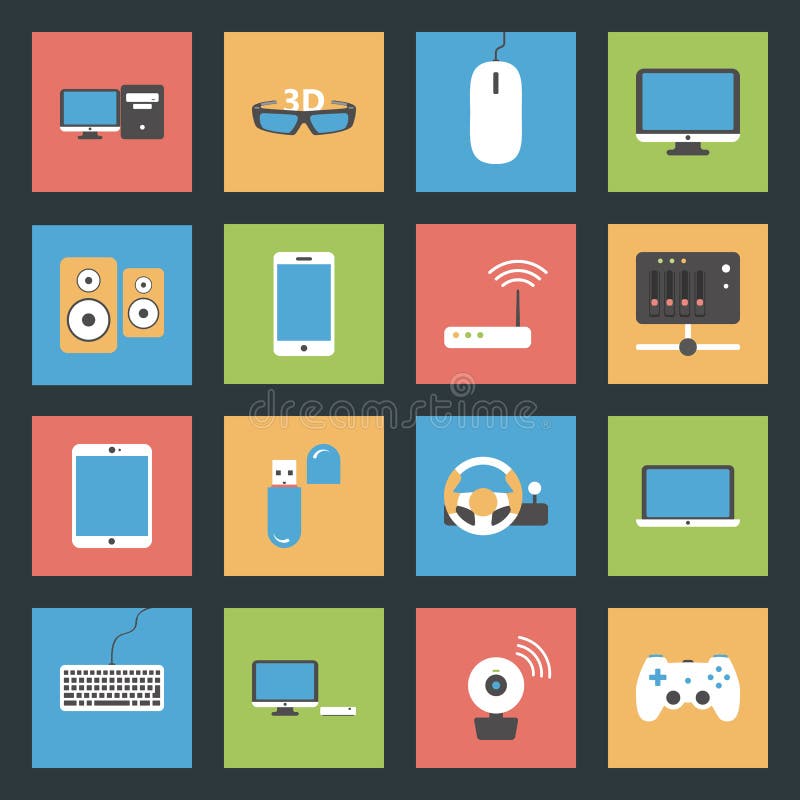 Computers and Peripherals Vector Icons Stock Vector - Illustration of ...