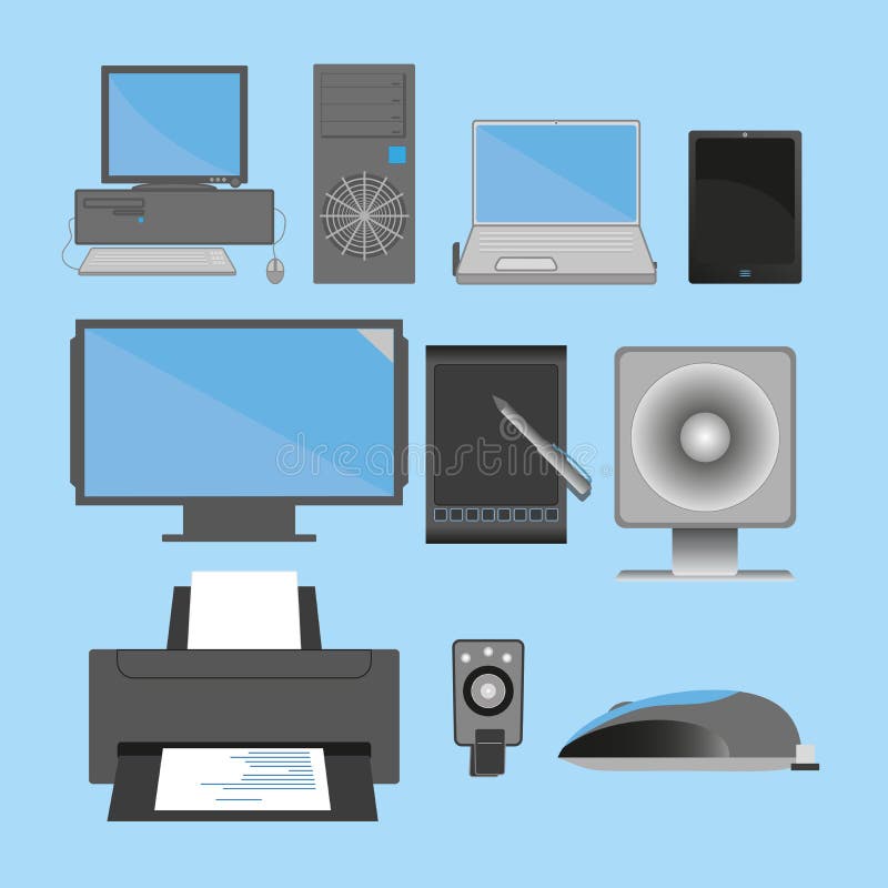 Computers and Peripherals Vector Icons Stock Vector - Illustration of ...