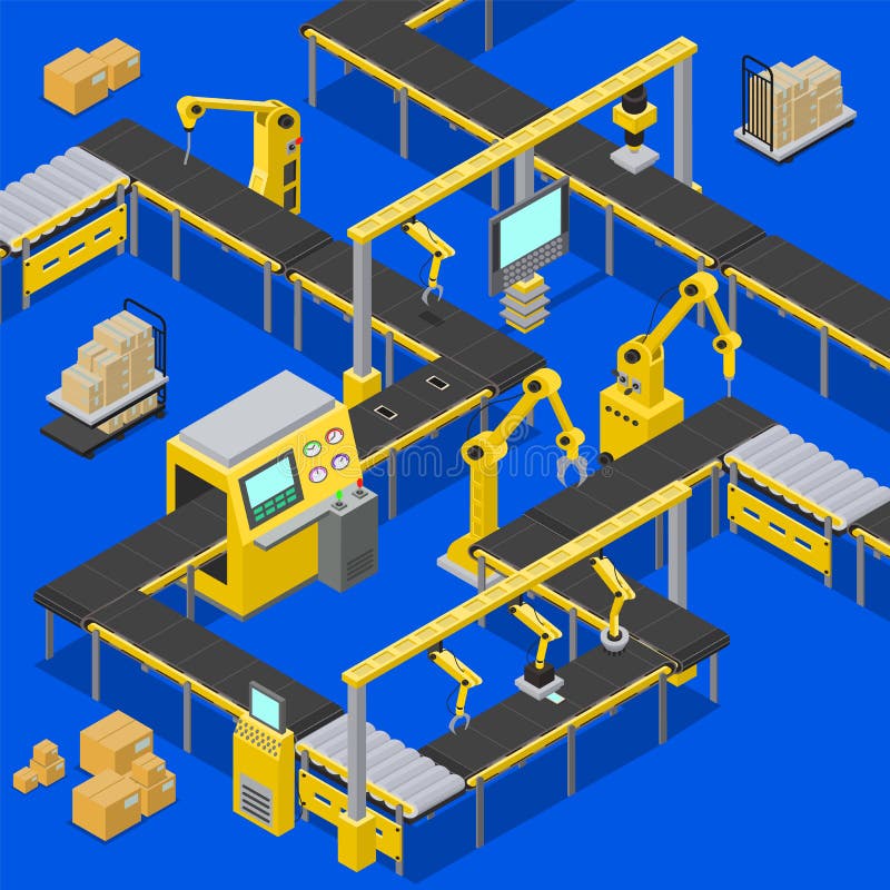 Production Line Workers Set Vector Illustration Stock Vector ...