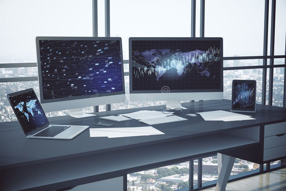 Computers Screen with Forex Chart on Desktop Editorial Photo ...