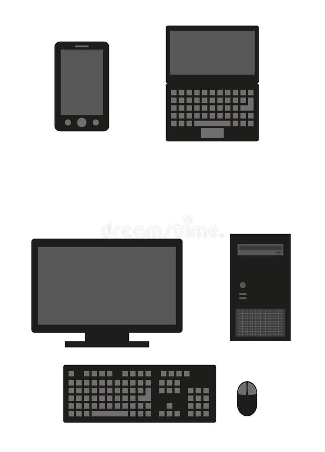 Computers silhouette stock vector. Illustration of clever - 33670393