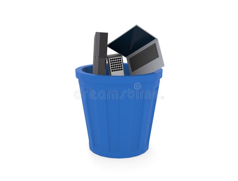 Computers in the trash. stock illustration. Illustration of breakdown ...