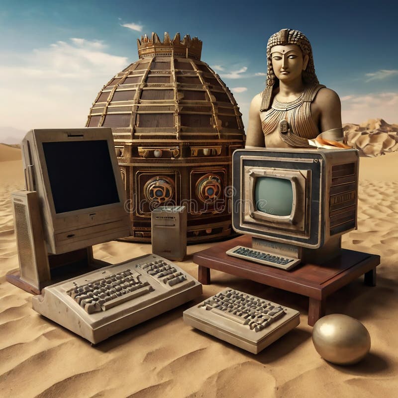 Computers in year 3000 stock illustration. Illustration of year - 320735104