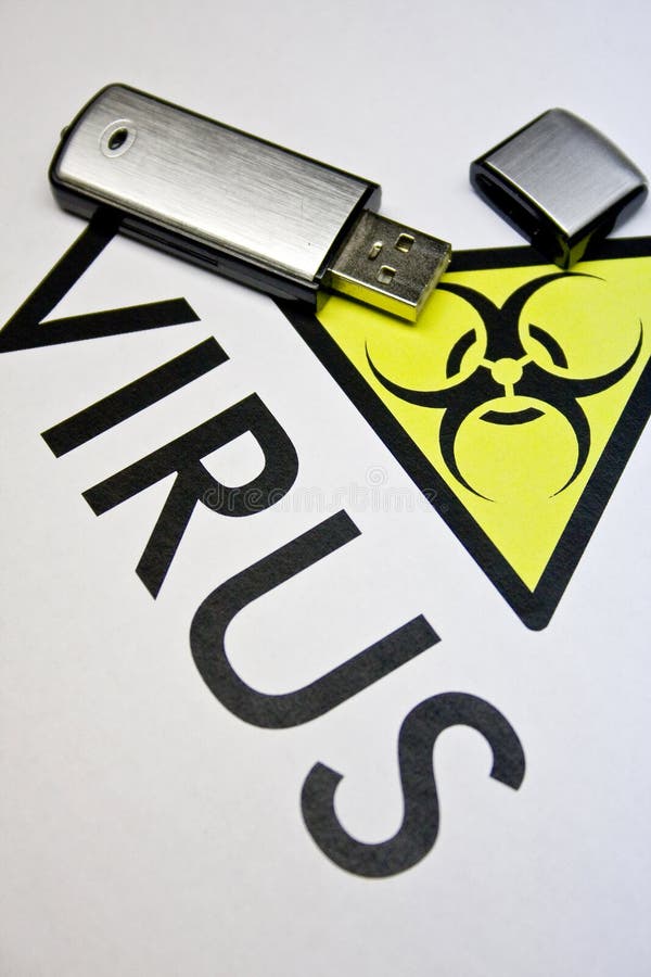 USB Stick with Virus Sign and Warning Text Stock Photo - Image of ...