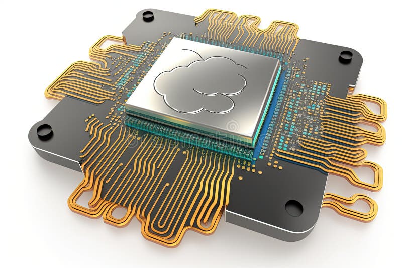 Computing Cloud Background White Chip Processor Stock Illustration ...