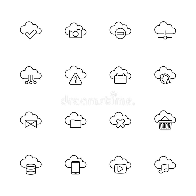 Computing Cloud - Flat Vector Icons Stock Illustration - Illustration of collection, documents ...