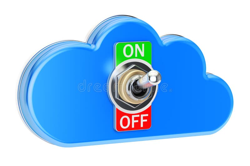 Computing Cloud with Switch on-off, 3D Rendering Stock Illustration ...