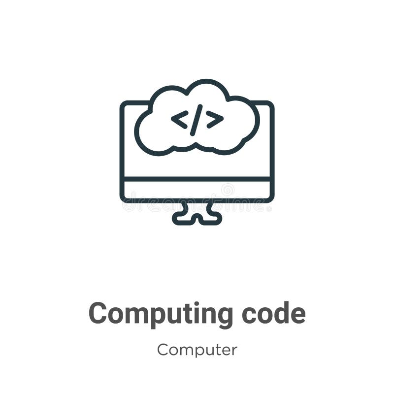 Computing Code Outline Vector Icon. Thin Line Black Computing Code Icon ...