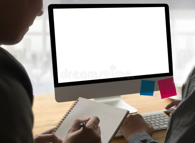 Computing Computer Laptop with Blank Screen on Table , Freelan Stock ...