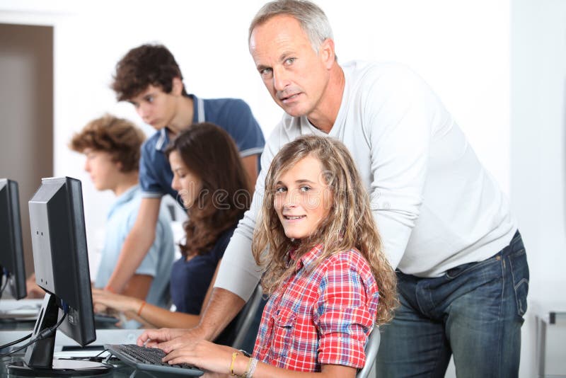 In computing course stock photo. Image of teenagers, training - 16045230