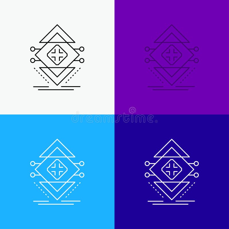 Computing Data Infrastructure Science Structure Icon Over Various Background Line Style