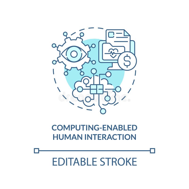 Computing Enabled Human Interaction Turquoise Concept Icon Stock Vector ...
