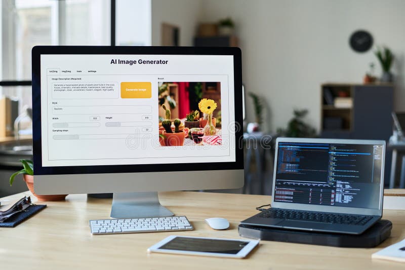 Computing Equipment on Workplace Stock Image - Image of graphics ...