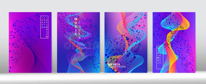 Computing Gradient Overlay. Blue Pink Purple Punk Vector Cover Layout ...